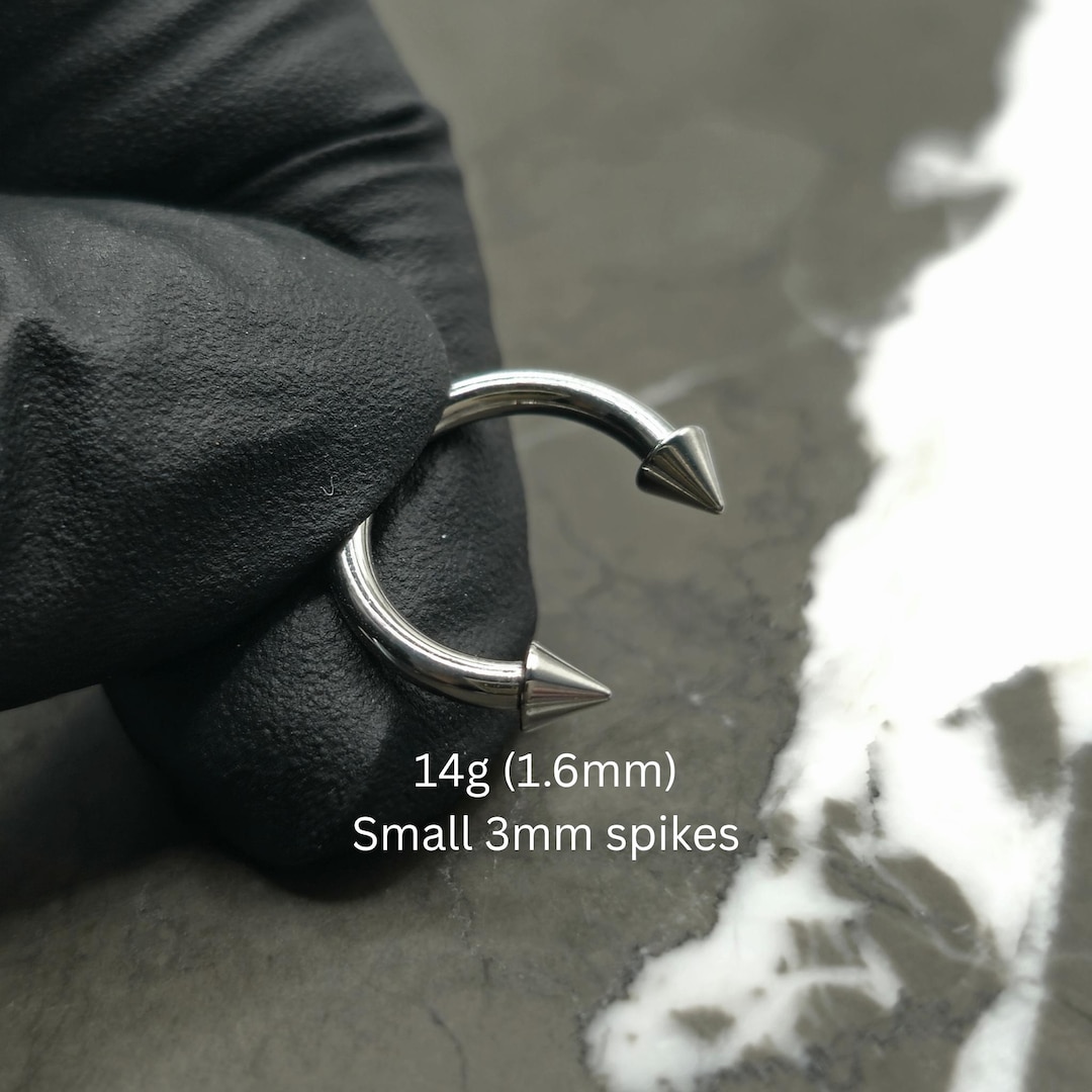14g Small Spike Septum Ring, 3mm Spikes Implant Grade Titanium ASTM F ...