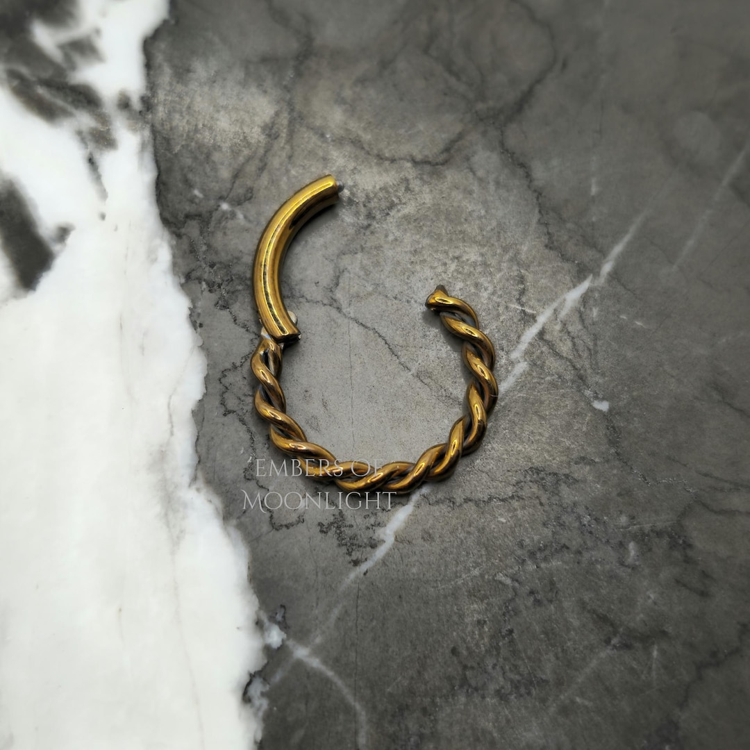 Braided Hinged Septum Clicker Ring, Twisted Piercing Jewelry, Daith ...