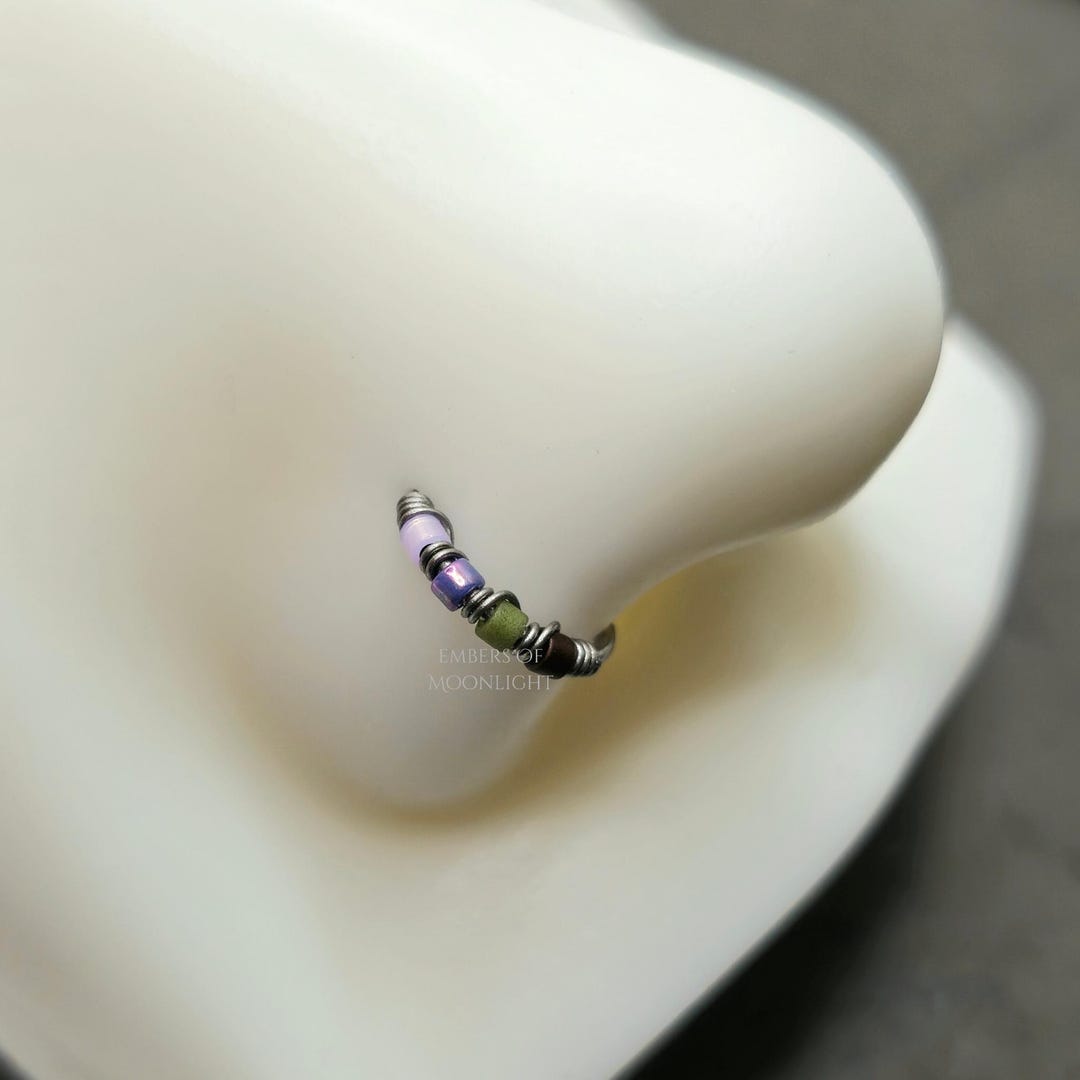 Fairy Garden Niobium or Titanium Nose Ring, Cartilage Beaded Earring ...