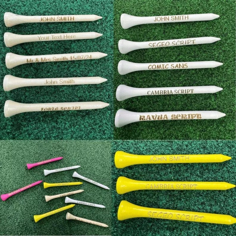 Laser Engraved Personalised Wooden Golf Tees 55mm/70mm/83mm Gift ...