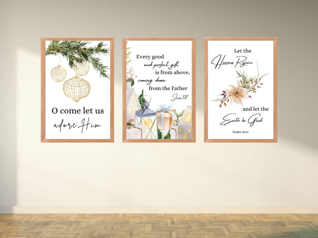 Modern Christmas Wall Art Bundle of 3, Gallery of 3 Christmas Wall Art ...