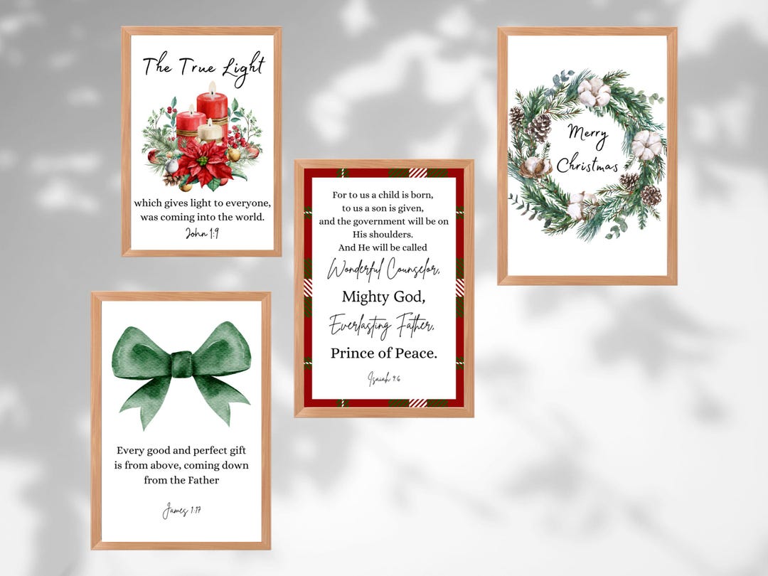 Modern Christian Christmas Wall Art, Bundle of 4 Christmas Wall Prints ...