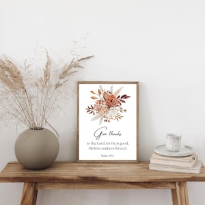 Fall Wall Art, Thanksgiving Prints, Scripture Wall Art, Christian Wall ...