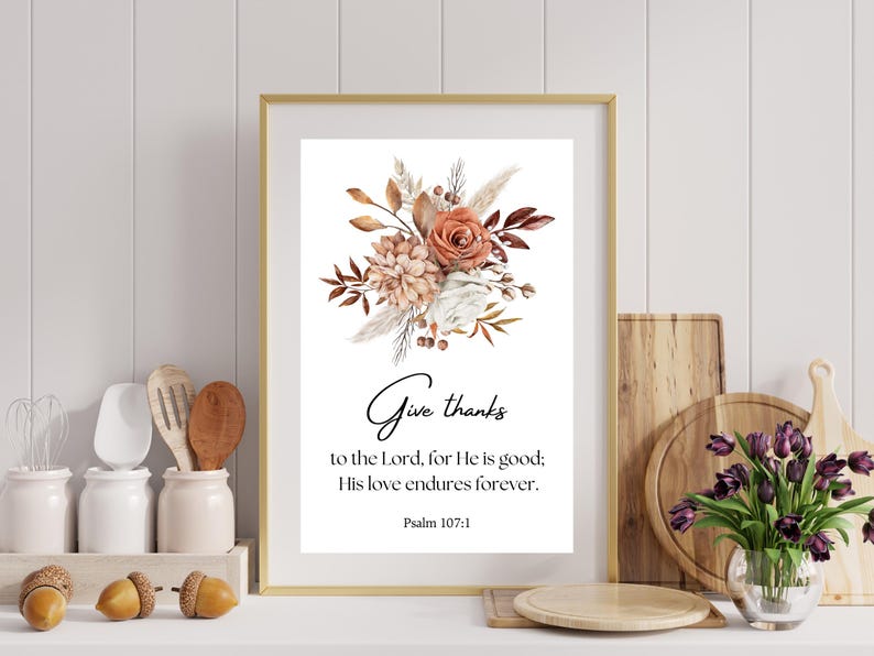 Fall Wall Art, Thanksgiving Prints, Scripture Wall Art, Christian Wall ...