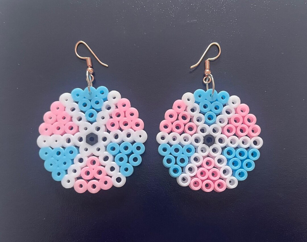 Handmade Pin Wheel Shaped Perler Bead Earrings - Etsy