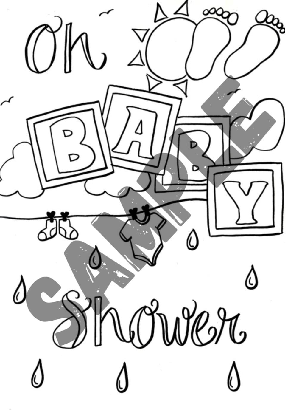 Baby Shower Colouring Page - Etsy
