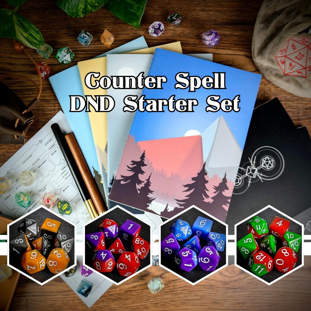 Counter Spell - Character Sheet With Full Set of Blend Dice & Notebooks ...