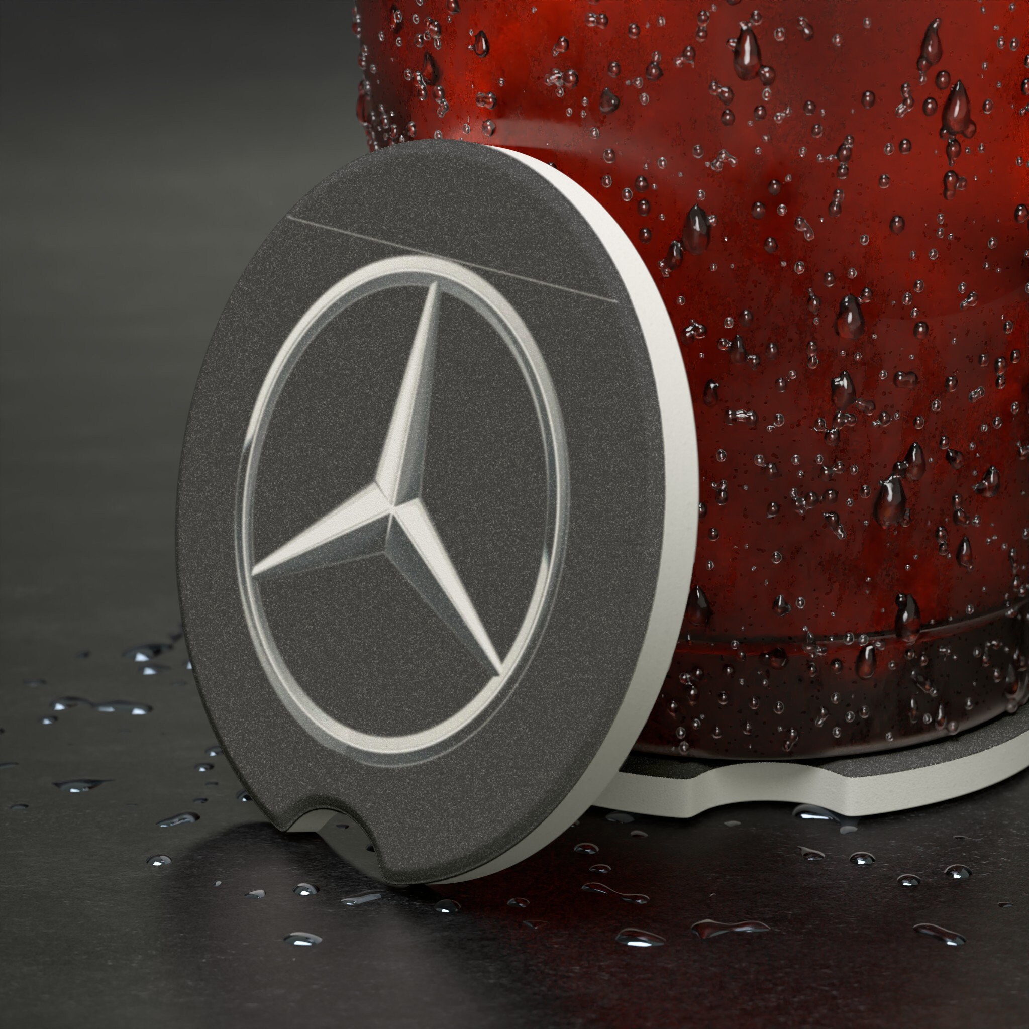 Soapstone Car Coaster, Mercedes Logo, Under Drink, Absorbs Condensation ...