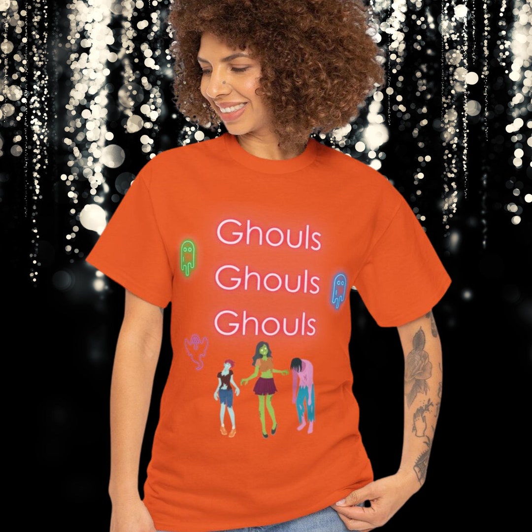 Ghouls Ghouls Ghouls Neon Sign Halloween Zombie Girls T-shirt.girls ...