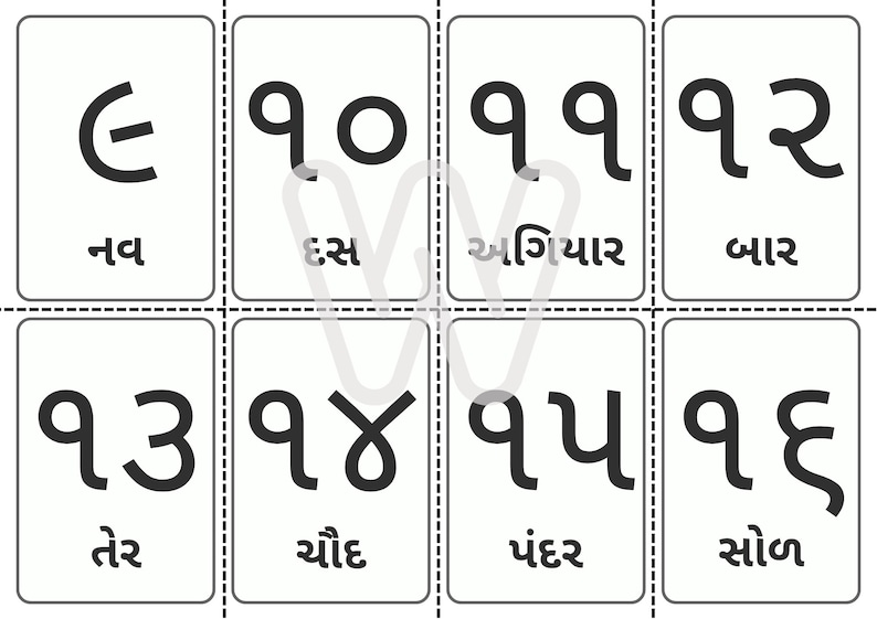 Gujarati Number Flash Cards 1-30 - Etsy