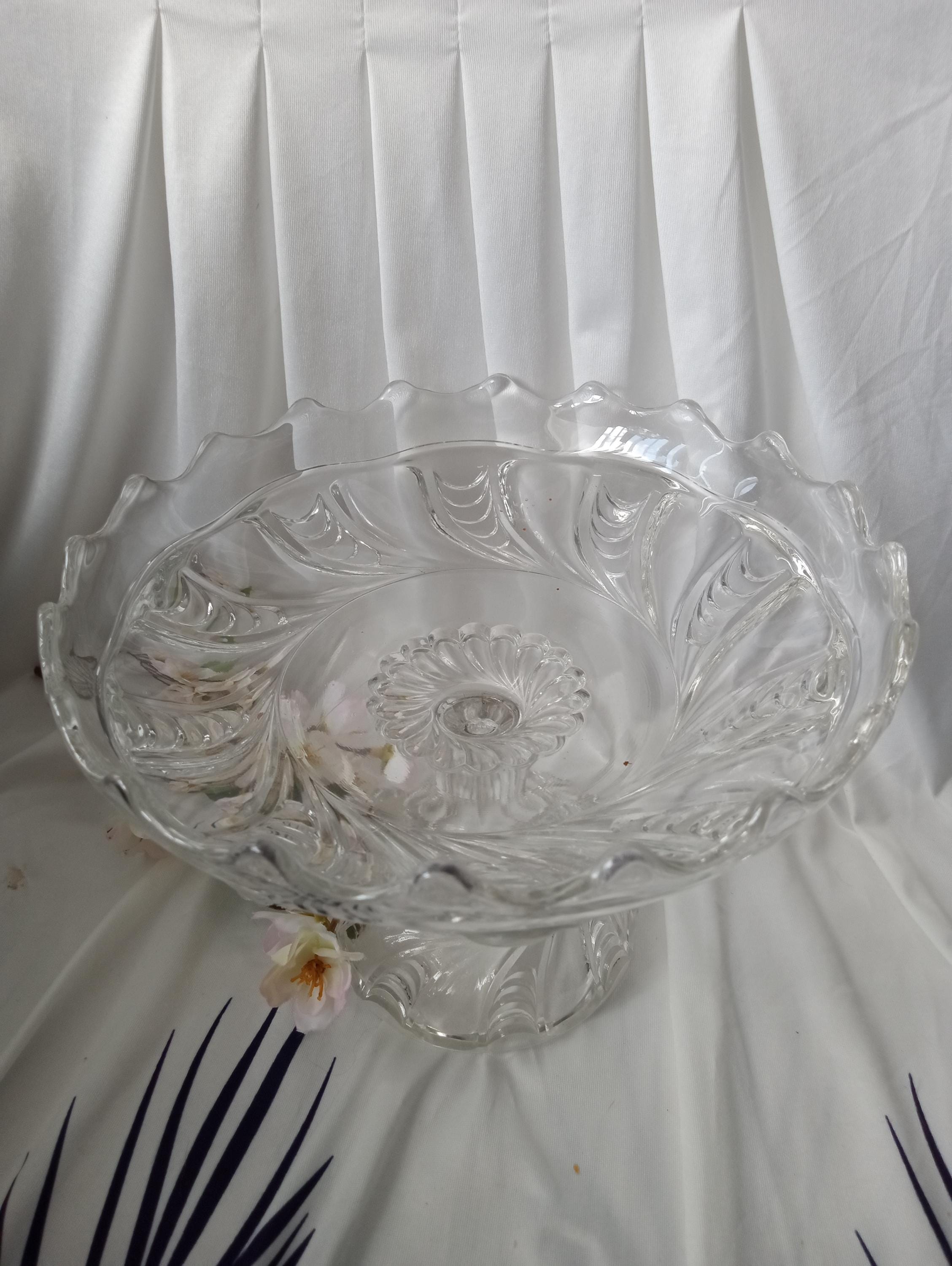 A Beautiful Ripley Scalloped Swirl/york Herringbone Compot EAPG Clear 6 ...
