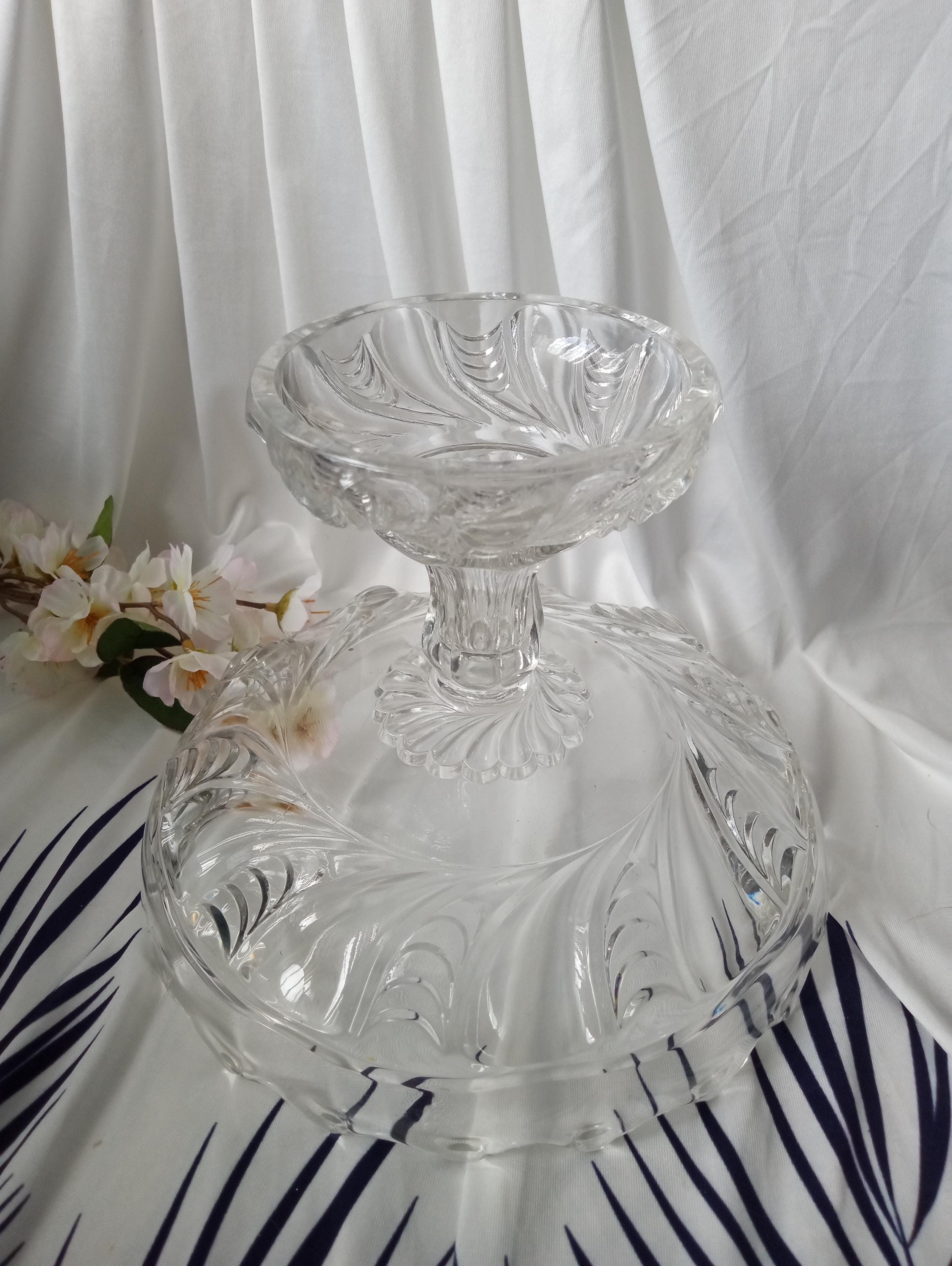 A Beautiful Ripley Scalloped Swirl/york Herringbone Compot EAPG Clear 6 ...