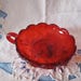 Ruby Red Coin Pattern Glass Candy Nut Nappy Dish With Handle 6.5" Made ...