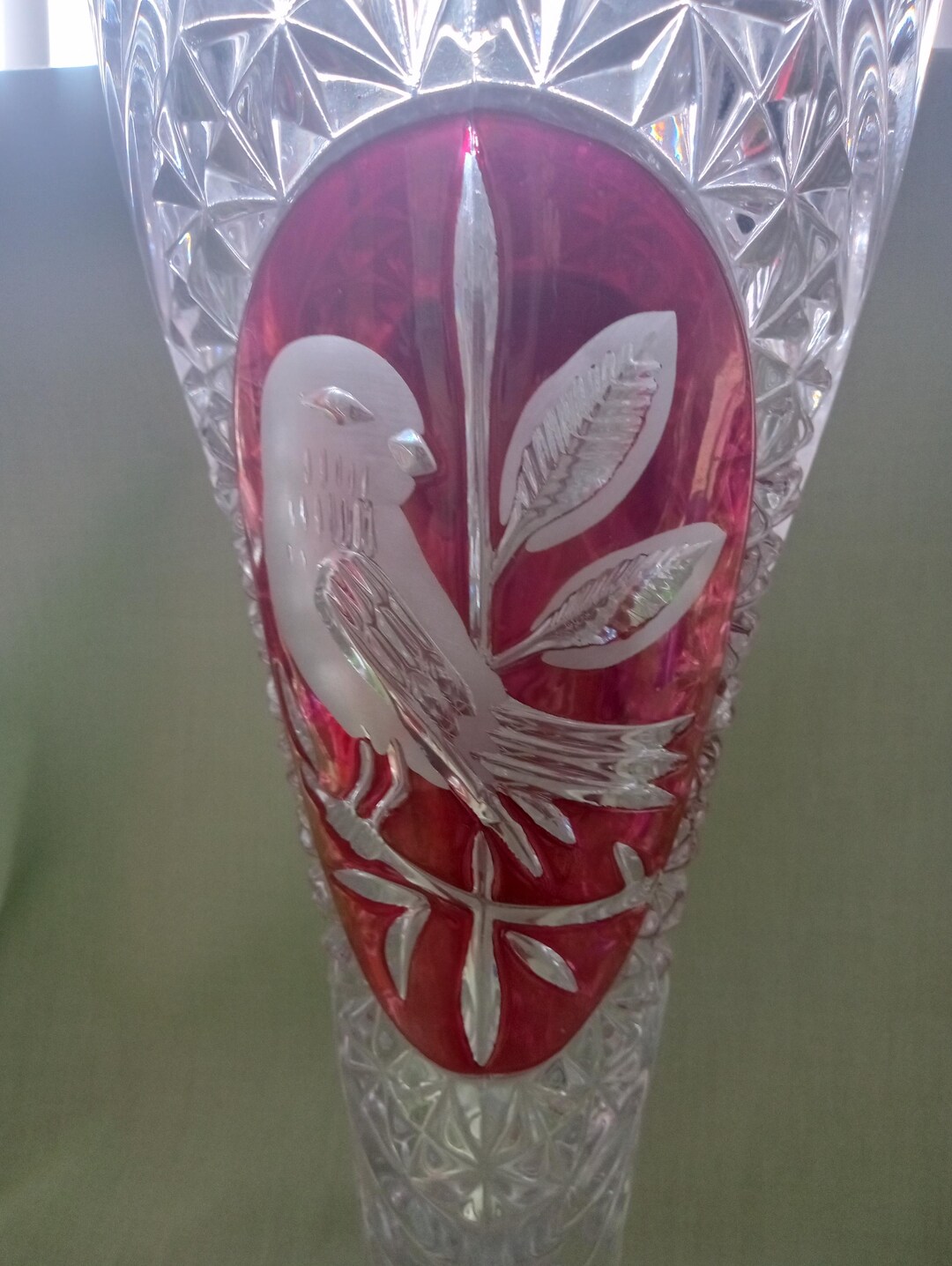 Hofbaurer Byrded German Lead Crystal Ruby Red Amaris Birds 12" Tall ...