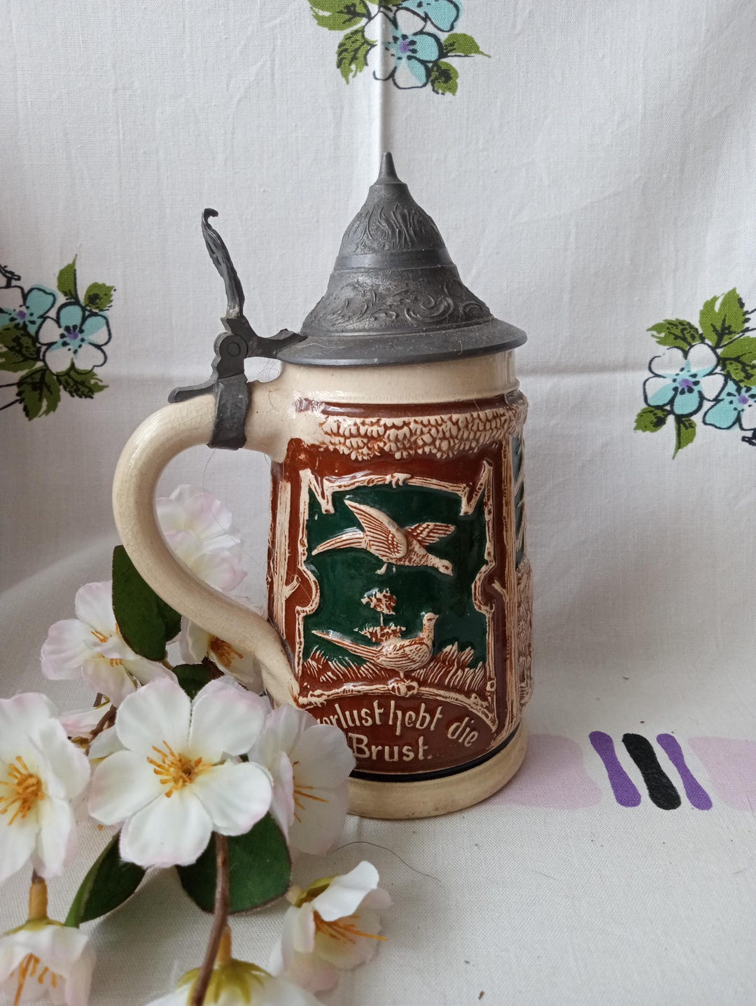 Vintage Collectible Glass Antique Germany Beer Mug-tankard Glazed ...