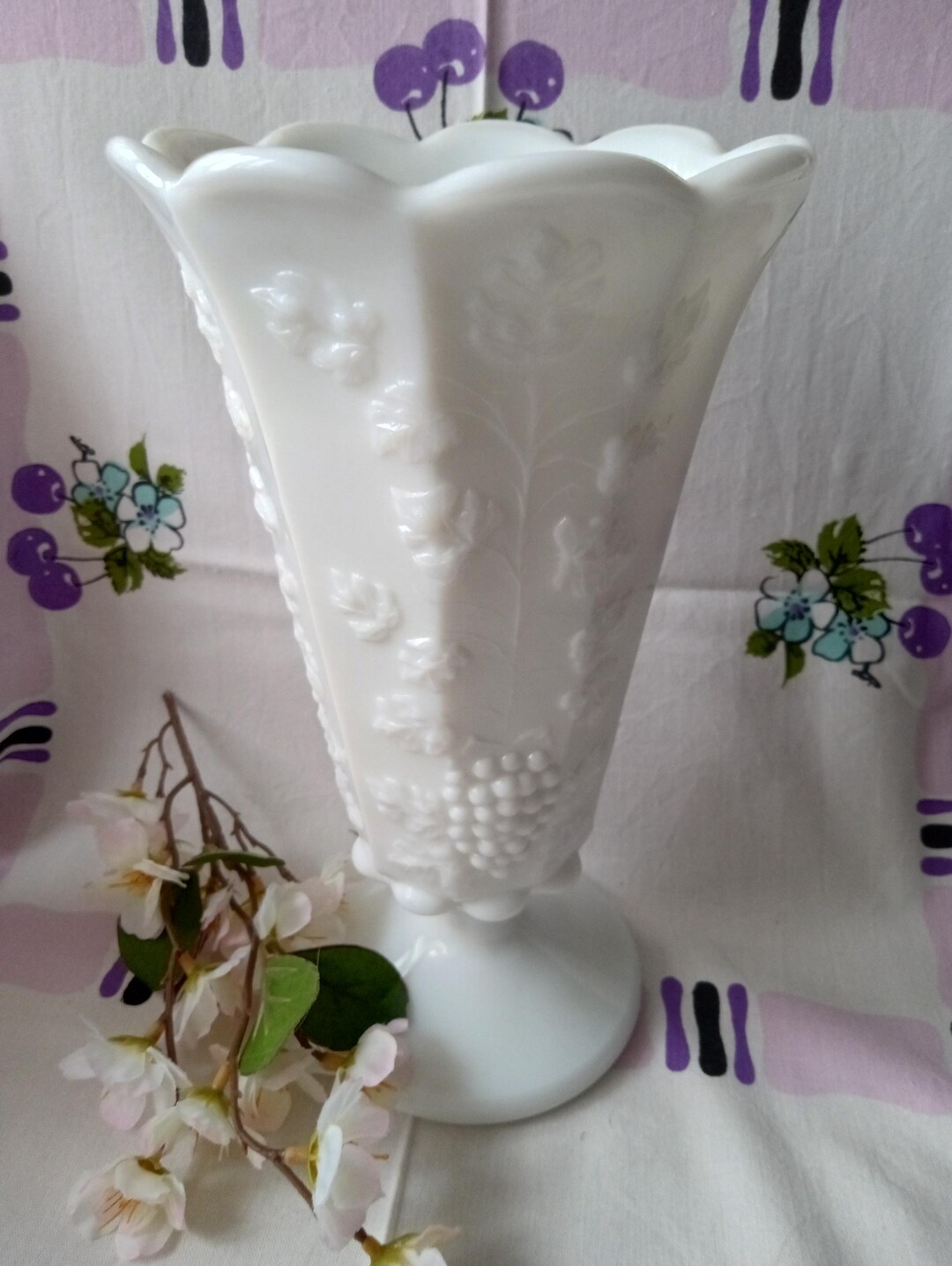 Vintage Collectible Glass Antique Celery Vase Old Quilt Block & Star ...