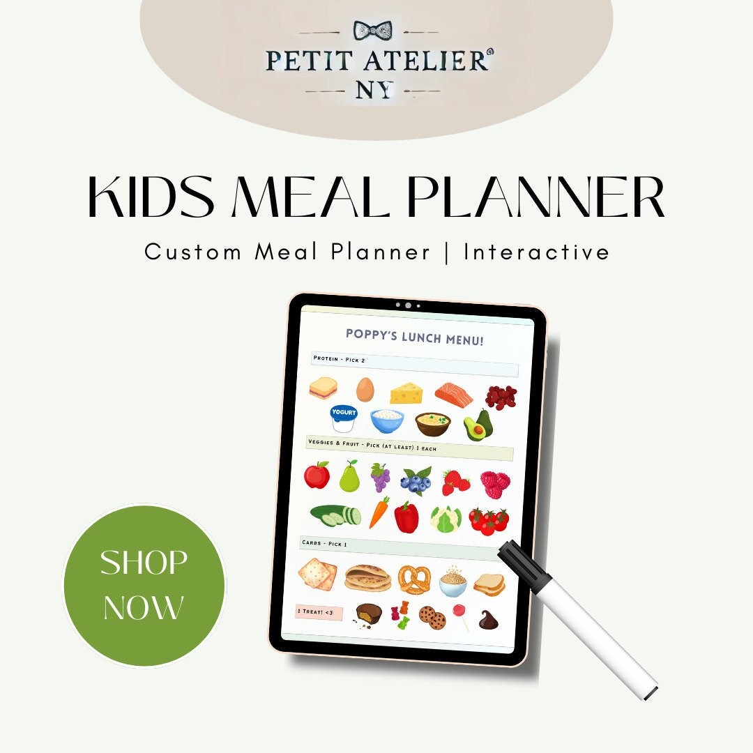 Custom Kids Meal Planning Chart! - Digital or Hard Copy With Markers - Etsy