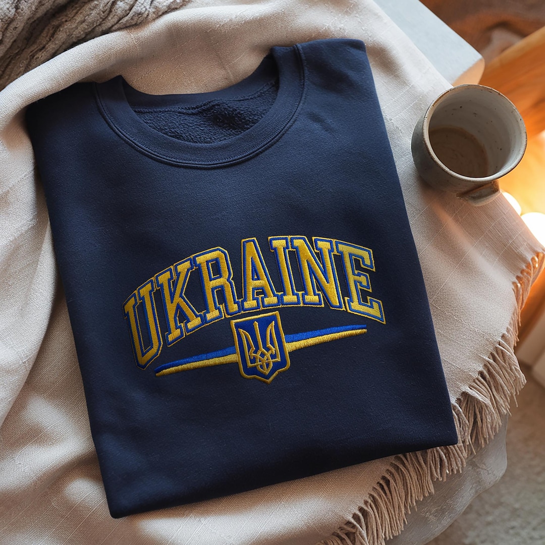 Embroidered Ukraine Tryzub Crewneck Ukrainian Sweatshirt, Ukrainian ...