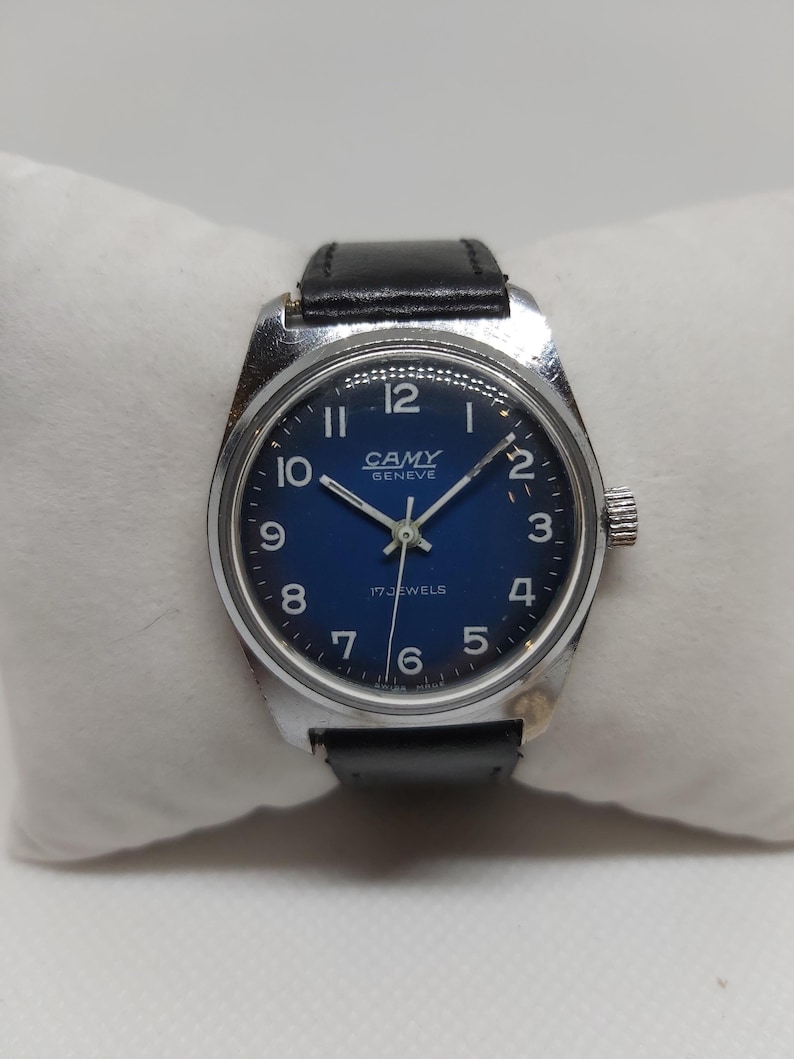 Vintage Camy Geneva Manual Wind-up Watch 1960s/1970s Stunning Blue Dial ...
