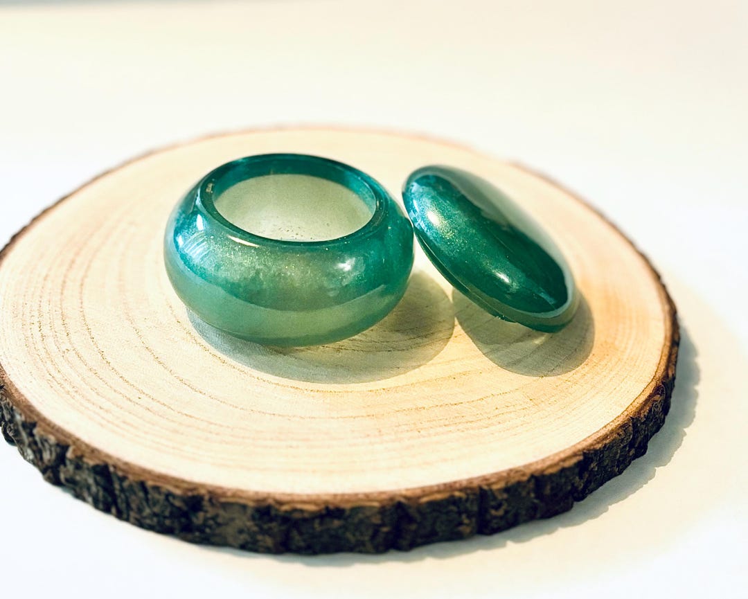 Handmade Autumn Green Resin Trinket Box: Small Button Jewelry Storage ...