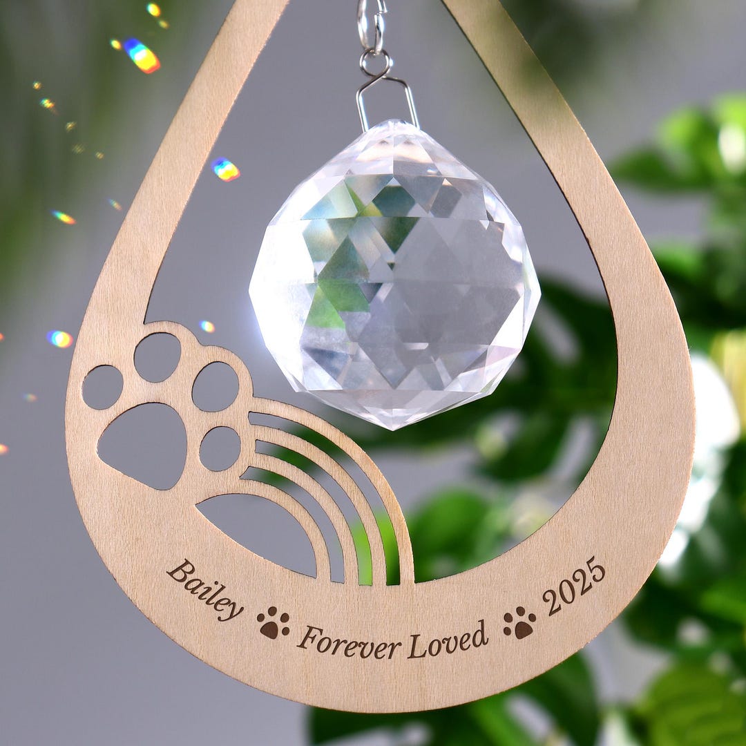 Personalized Rainbow Bridge Crystal Suncatcher - Loss of Pet, Rainbow ...