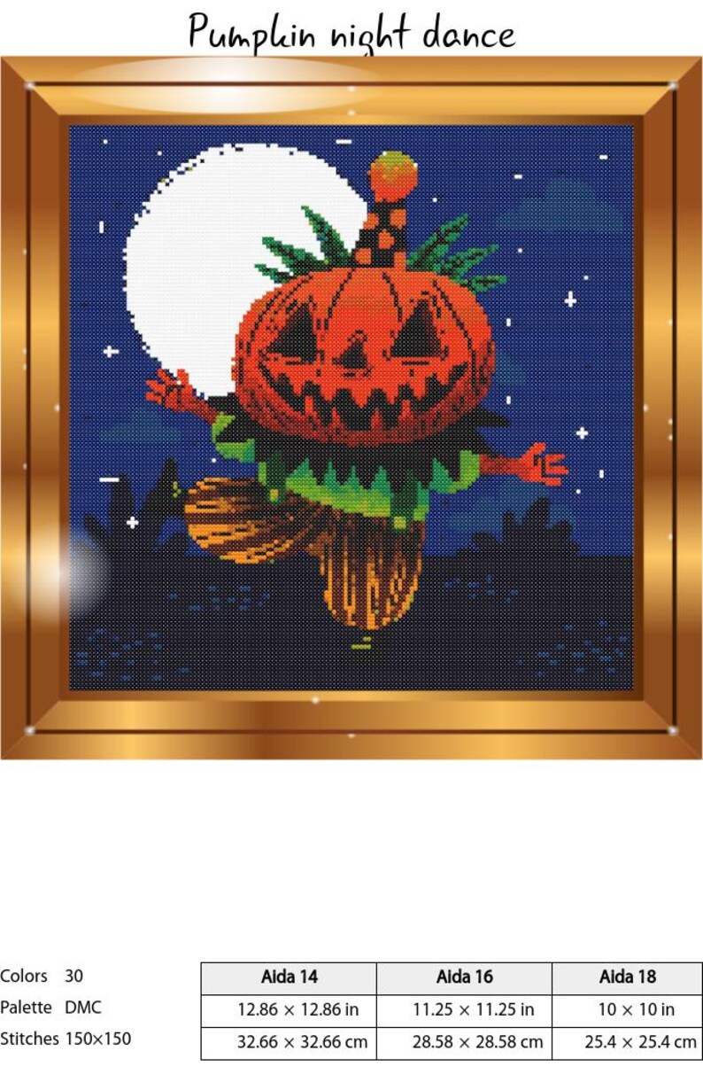 Pumpkin Night Dance Cross Stitch Pattern Pdf,modern Stitch Pattern ...