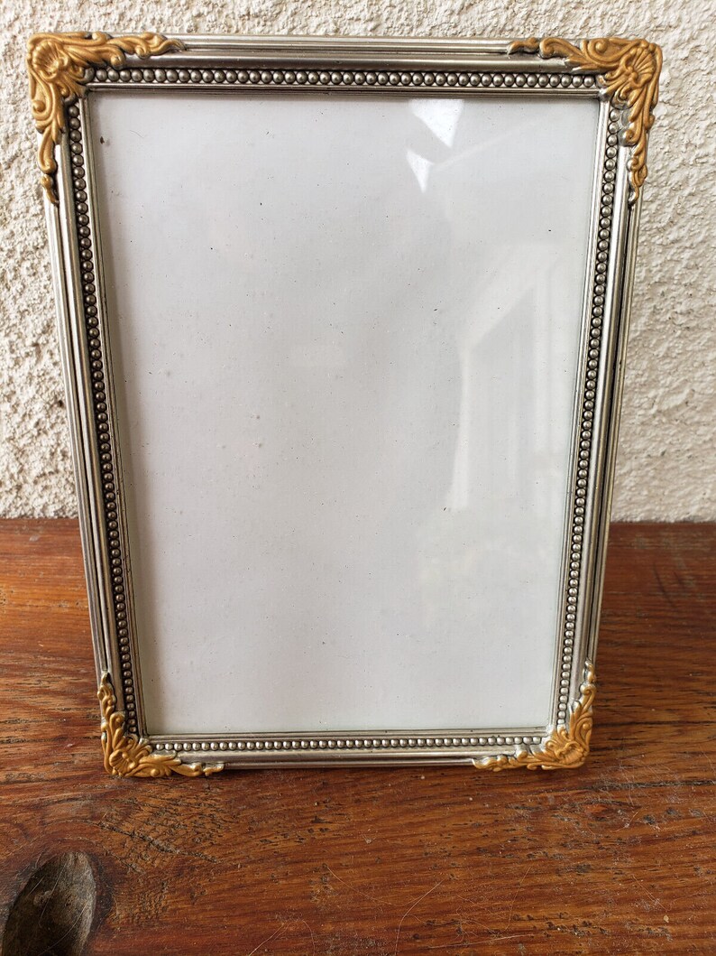 Vintage 5 X 7 Silver Metal PICTURE FRAME With Fancy Gold - Etsy