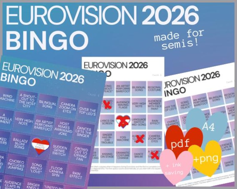 Eurovision Song Contest 2026 BINGO | Printable | 30 Cards | Made for ...