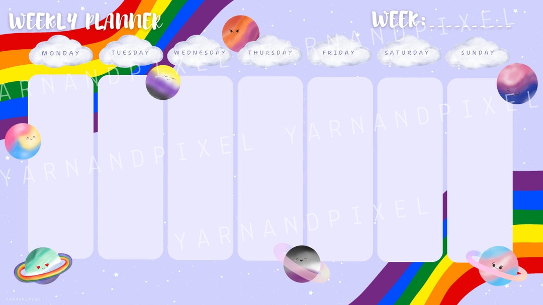LGBT+ Pride Planets Kawaii Weekly Planner (A4) - Etsy