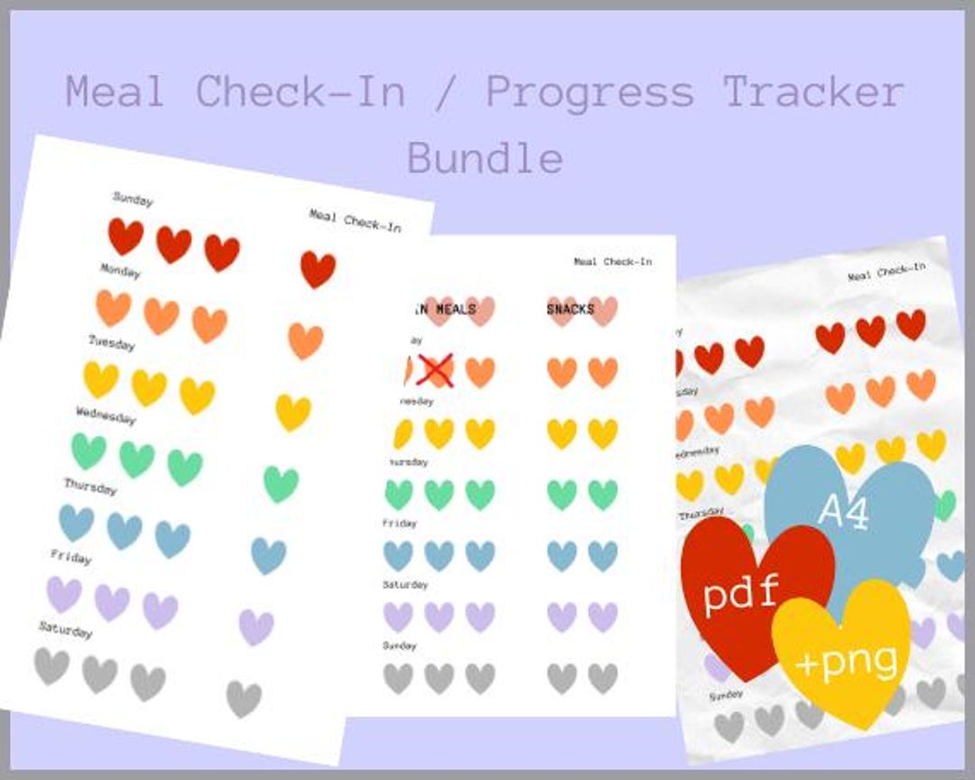 Meal Check-in; Progress Tracker; ED Recovery; A4; Png and Pdf - Etsy