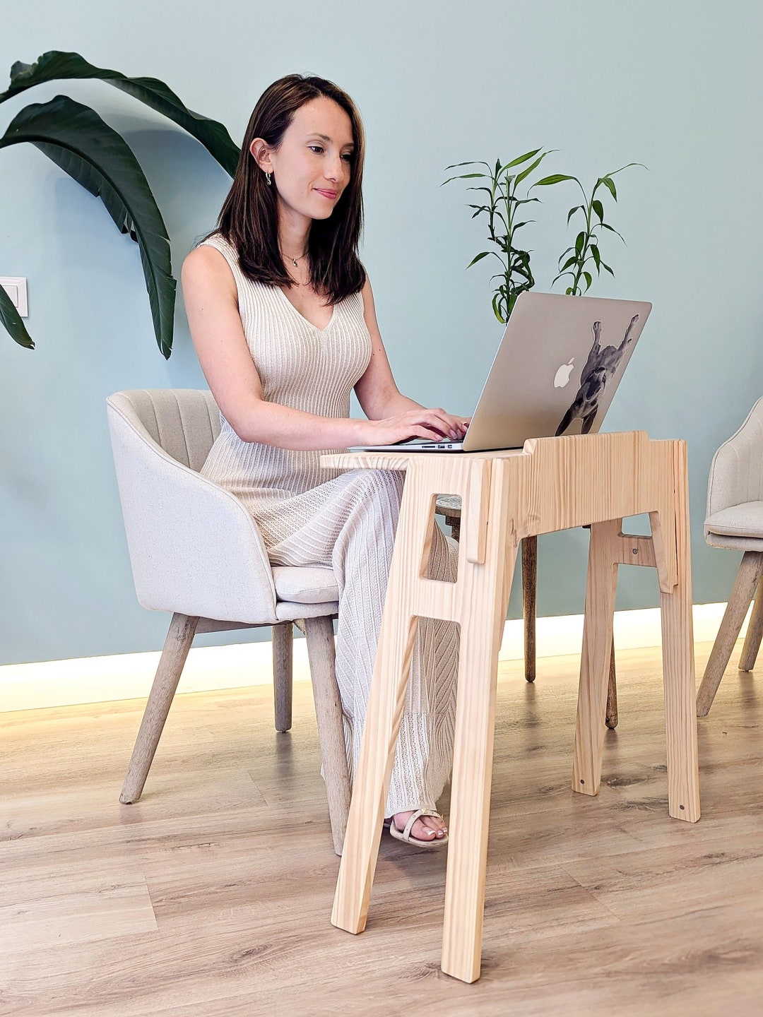 Nomad Table Desk With Cover, Screwless Design, Solid Wood, Work at Home ...