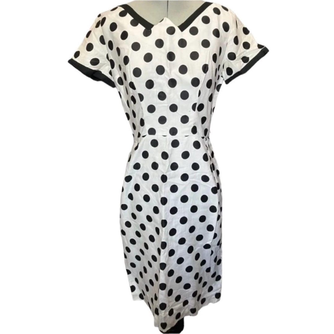 1950s Edith Flagg California Polka Dot Rockabilly Wiggle Dress. White ...