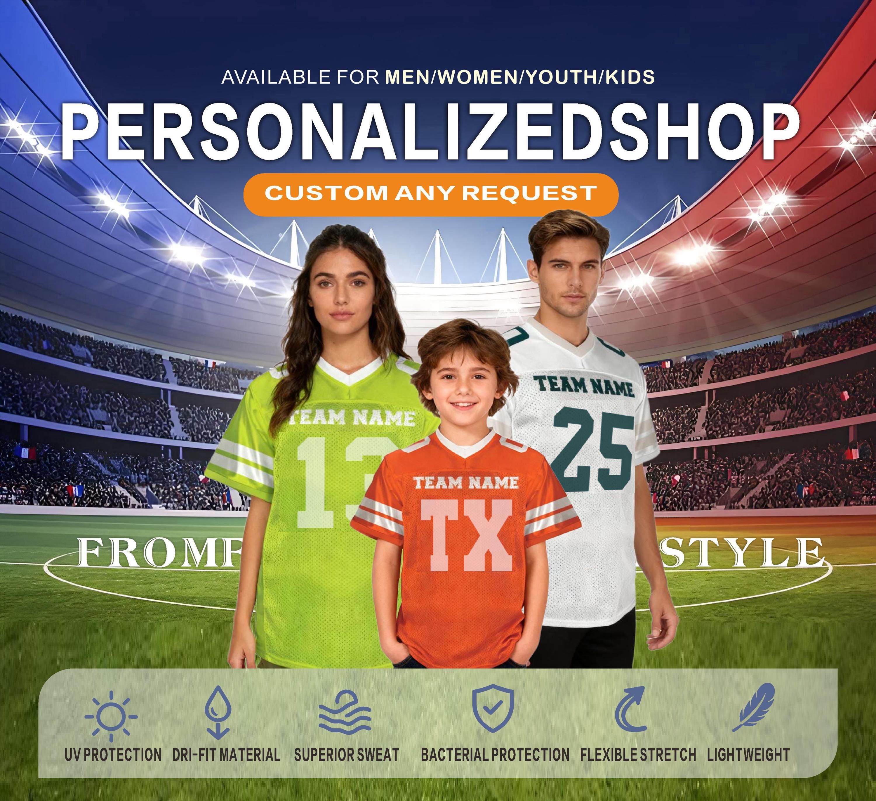 Personalized Team Name & Number Football Jersey, Custom Football Jersey ...