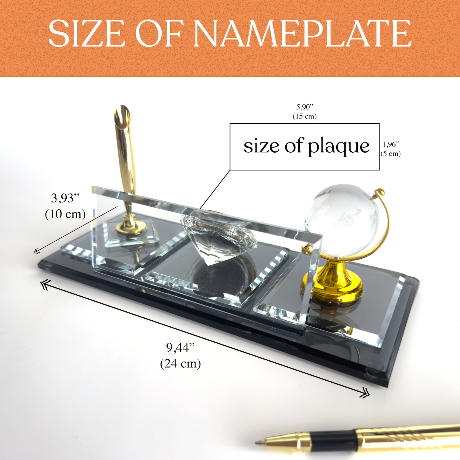 Custom Crystal Globe Desk Nameplate: Personalized Office Gift - Etsy