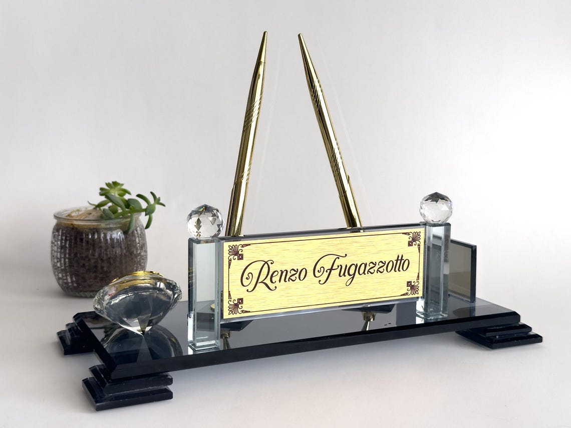 Custom Desk Name Plate Luxury Design Personalized Crystal Desk Set With ...