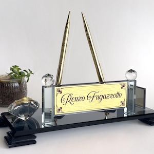 Custom Desk Name Plate Luxury Design | Personalized Crystal Desk Set ...