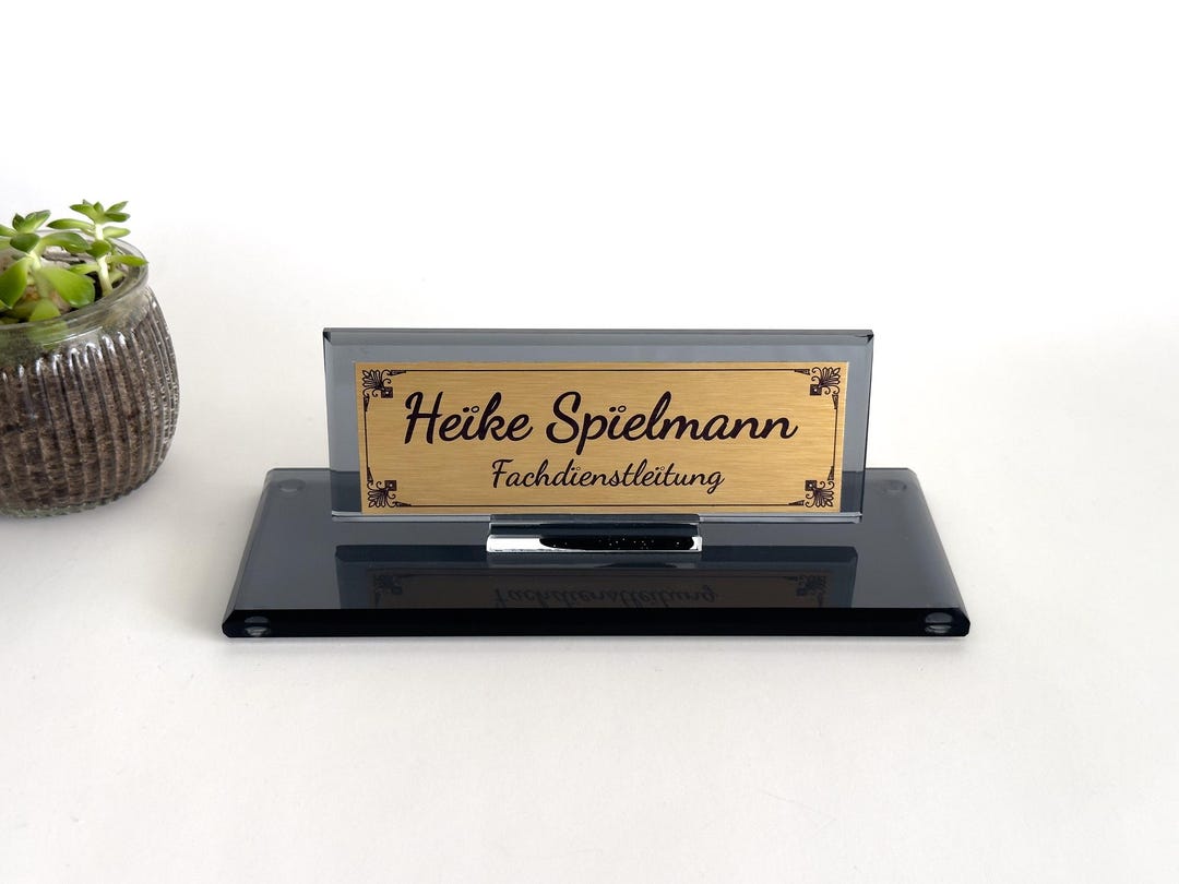 Desk Name Plate | Personalized Glass Desk Sign | Assistant Office Gift ...