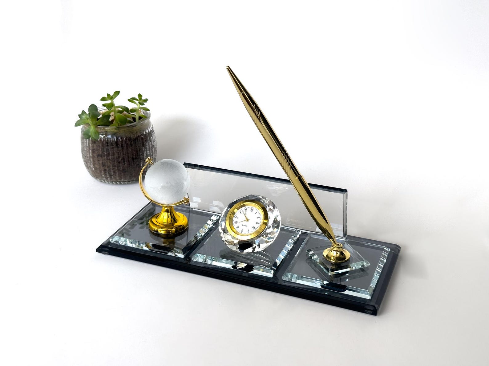 Custom Crystal Globe Desk Nameplate: Personalized Office Gift - Etsy