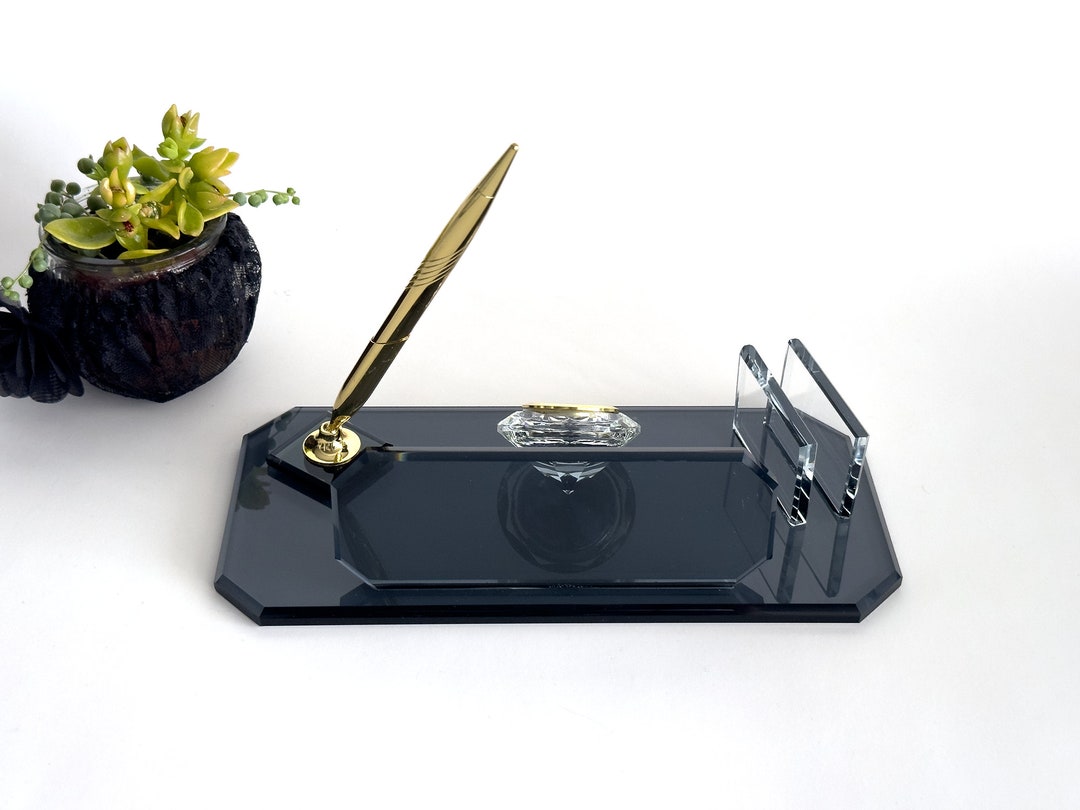 Custom Desk Nameplate Cut Corner With Business Card Holder ...