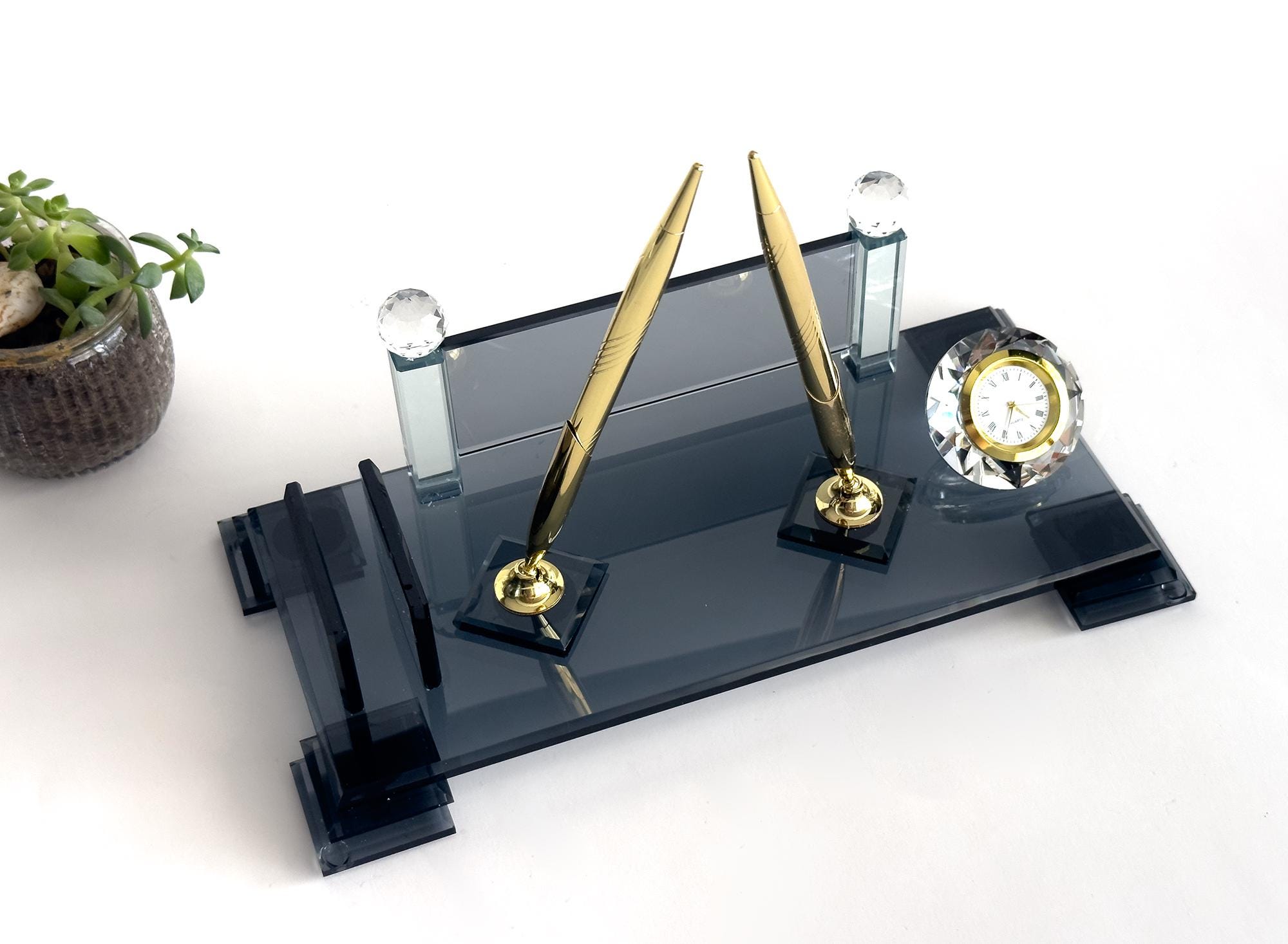 Custom Desk Name Plate Luxury Design Personalized Crystal Desk Set With ...