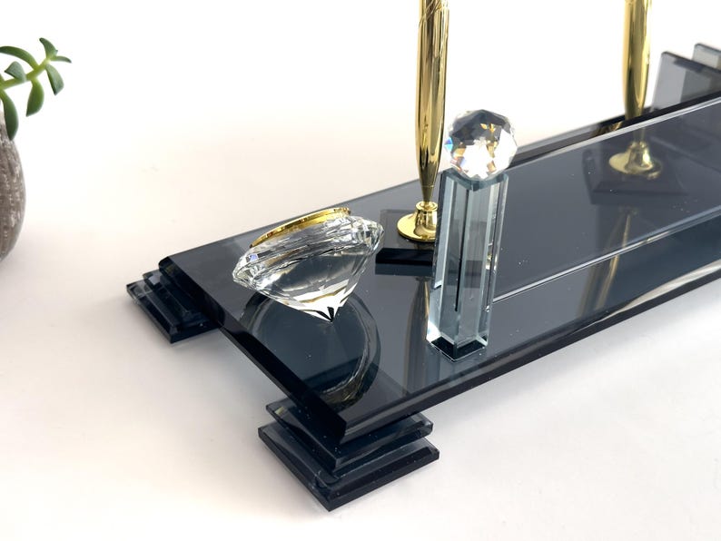 Custom Desk Name Plate Luxury Design Personalized Crystal Desk Set With ...