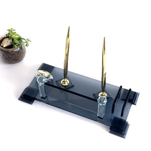 Custom Desk Name Plate Luxury Design | Personalized Crystal Desk Set ...