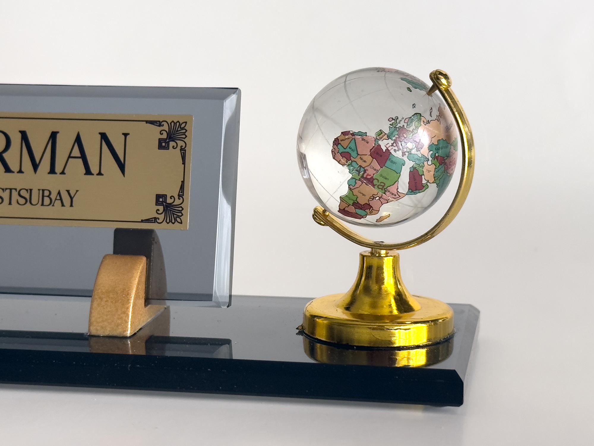 Doctor Name Sign With Colorful Crystal World Globe , Doctor Name Plate ...