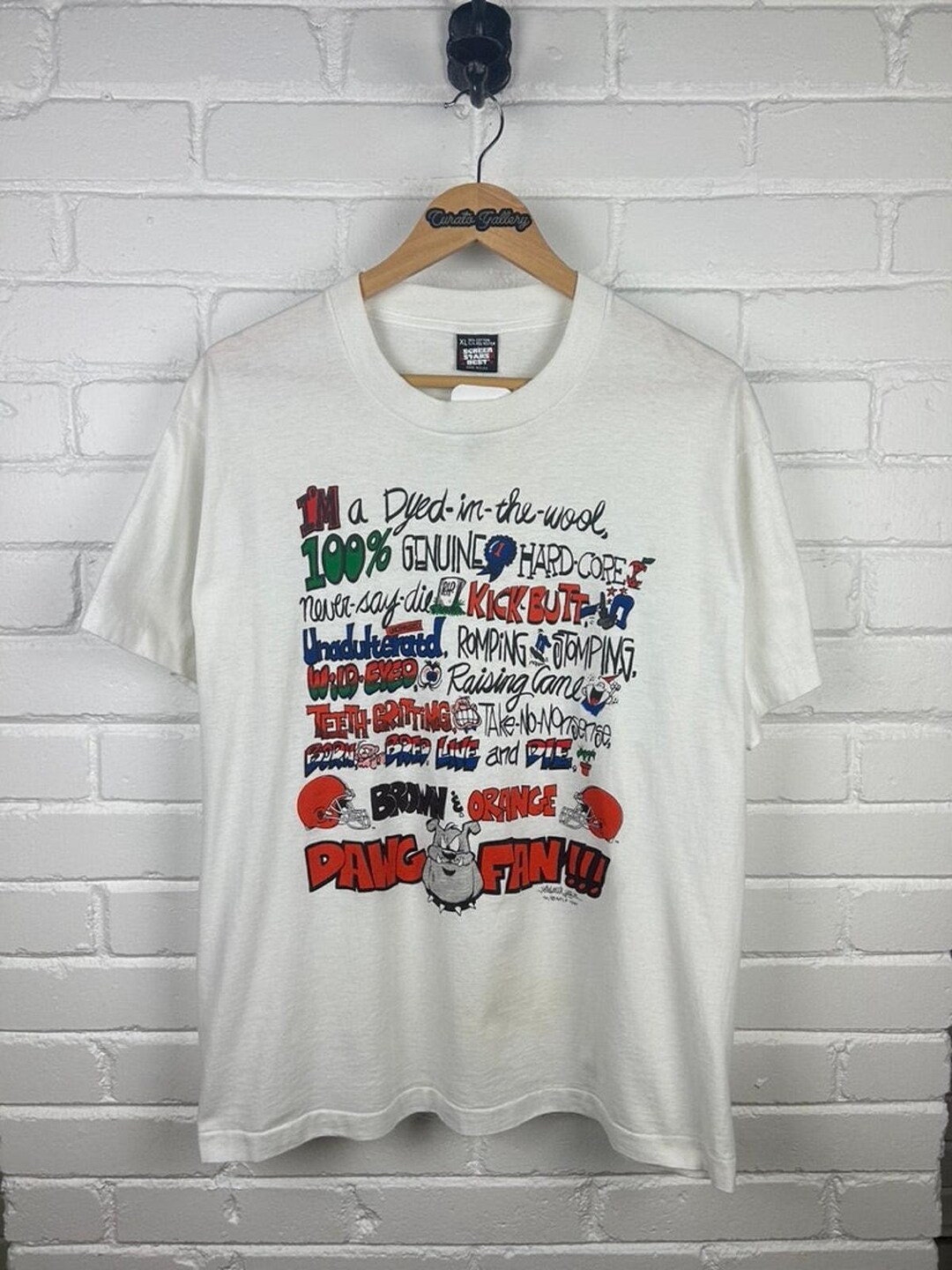 Vintage 1991 Cleveland Browns Dawg Fan Definition NFL T Shirt Size XL ...