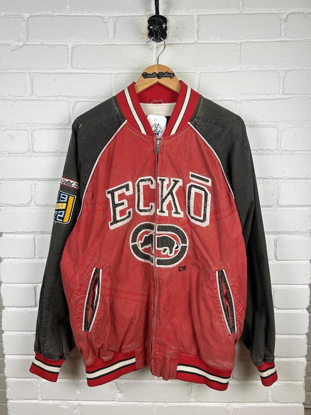 Vintage Y2K Ekko UNLTD Stitched Logo Two Tone Bomber Jacket Size L - Etsy