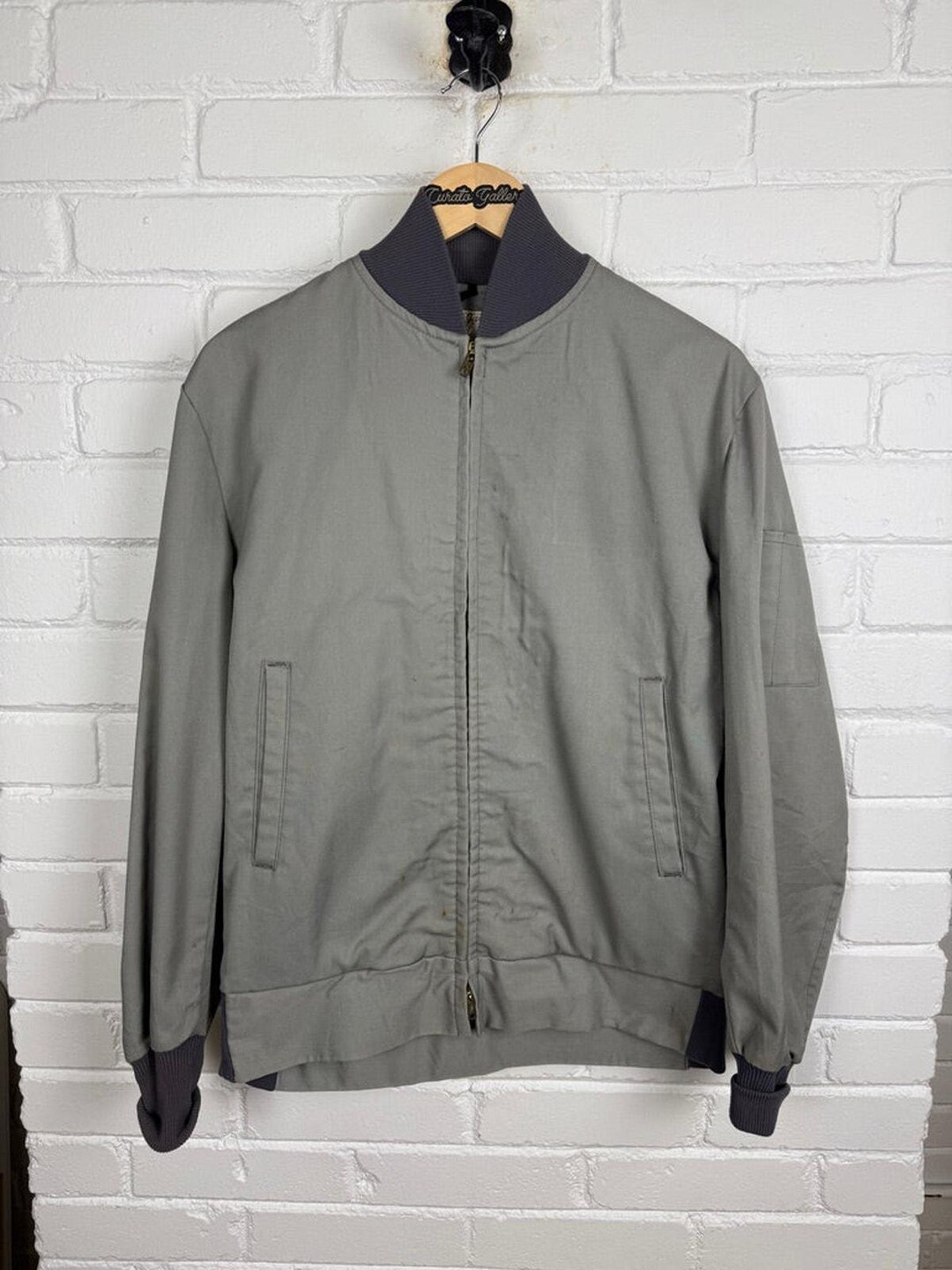 Vintage 80s/90s Work Wear Mechanic Style Cropped Boxy Bomber Jacket ...