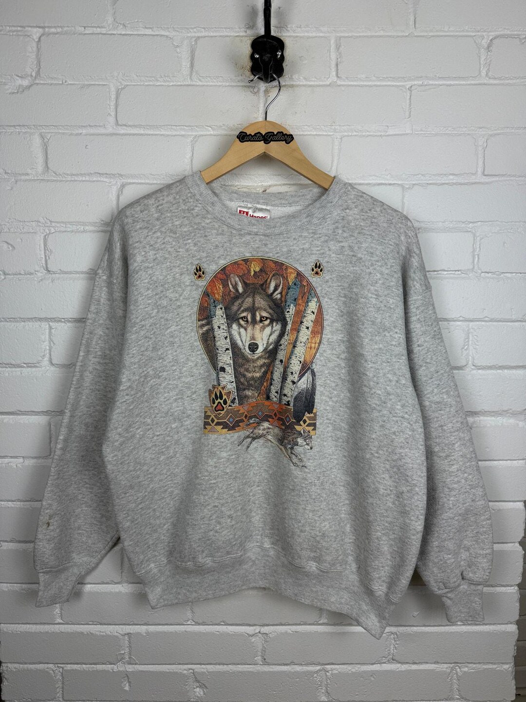 Vintage 90s Wolf Aztec Nature Wolves Forrest Wilderness Animal Graphic ...
