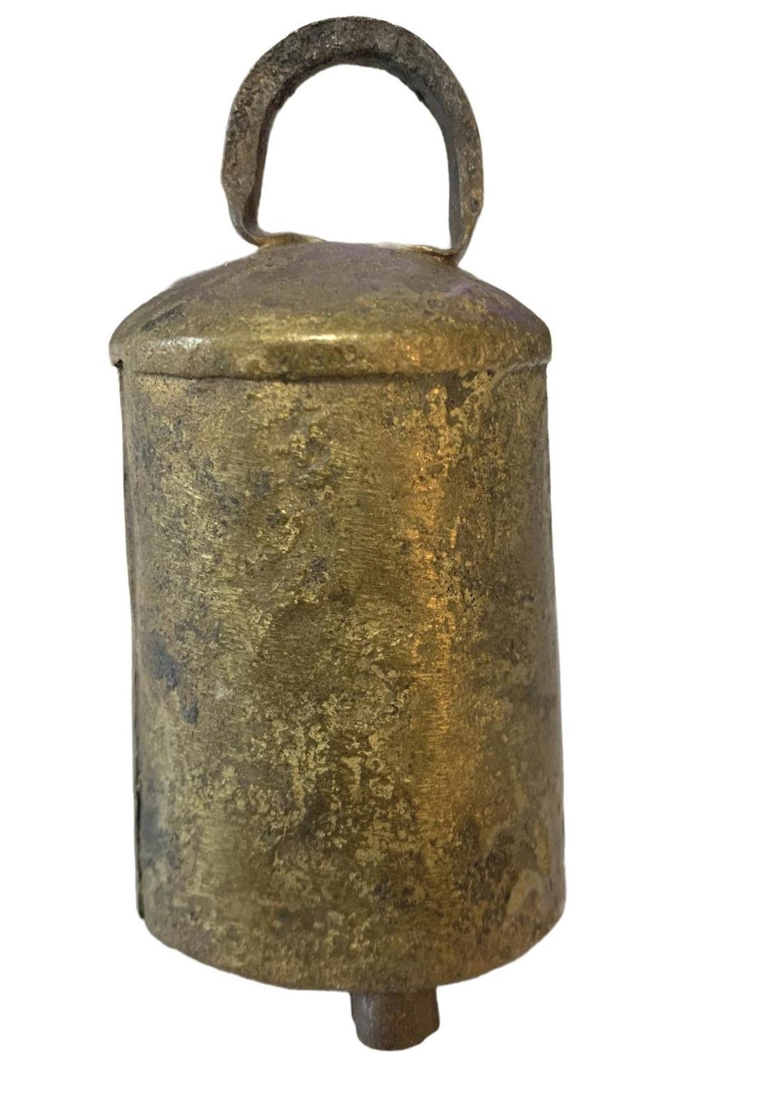 Vintage Rustic Brass Cow Bell Iron Clapper 1930-1950 Hand Forged Farm ...
