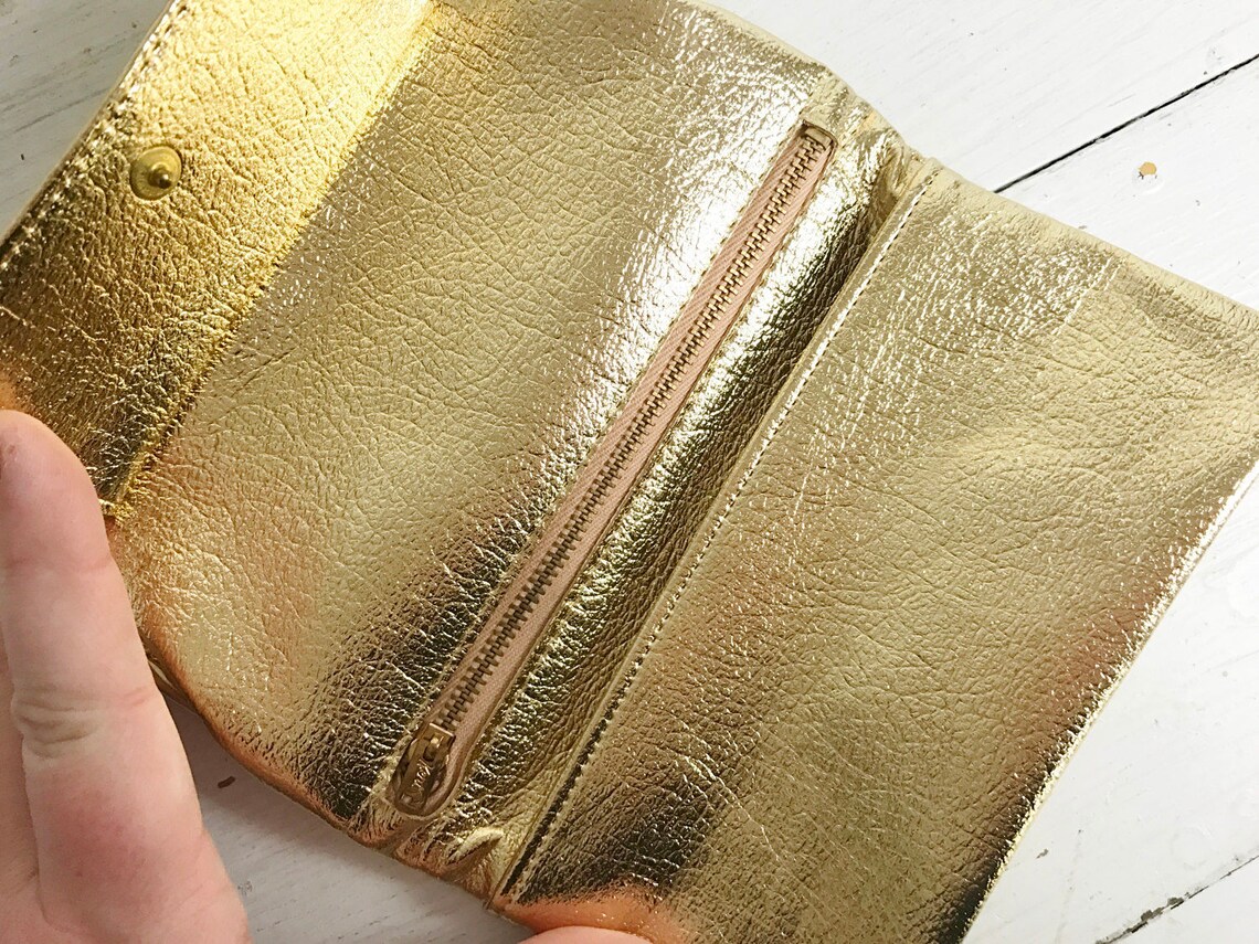 Vintage Gold Metallic Handbag and Wallet - Etsy