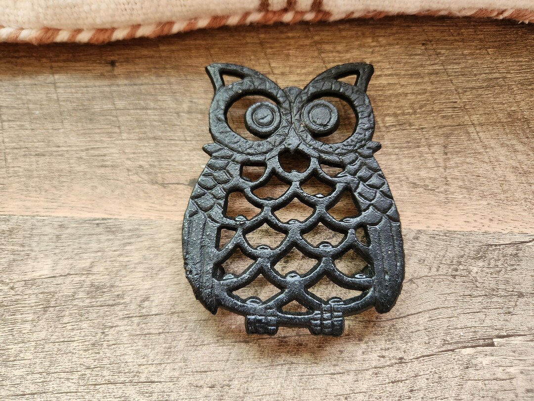 Vintage Small Metal Owl Trivet - Etsy